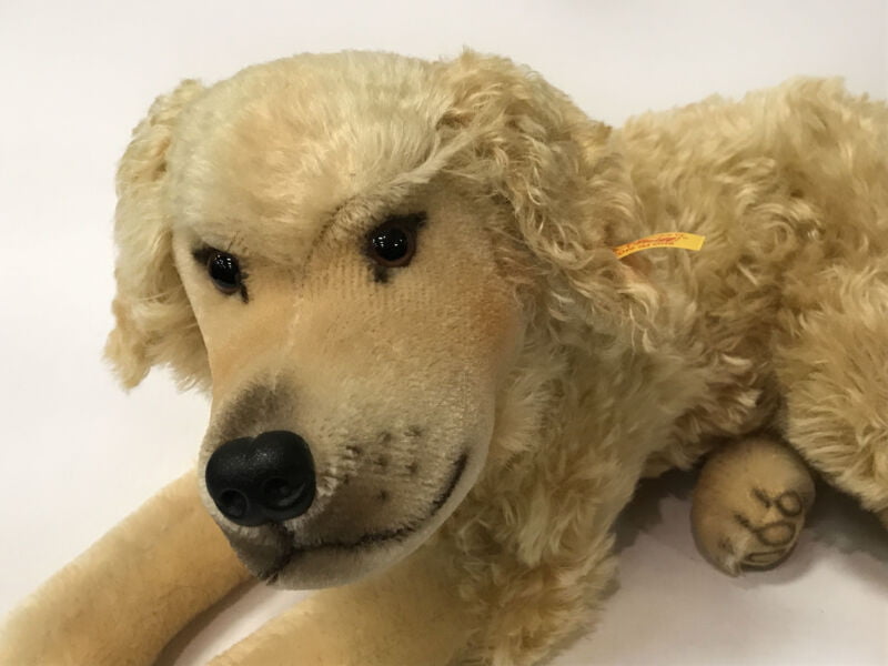 STEIFF DOG 60CM FROM NOSE TO TAIL, BUTTON IN EAR & IN GREAT CONDITION ...