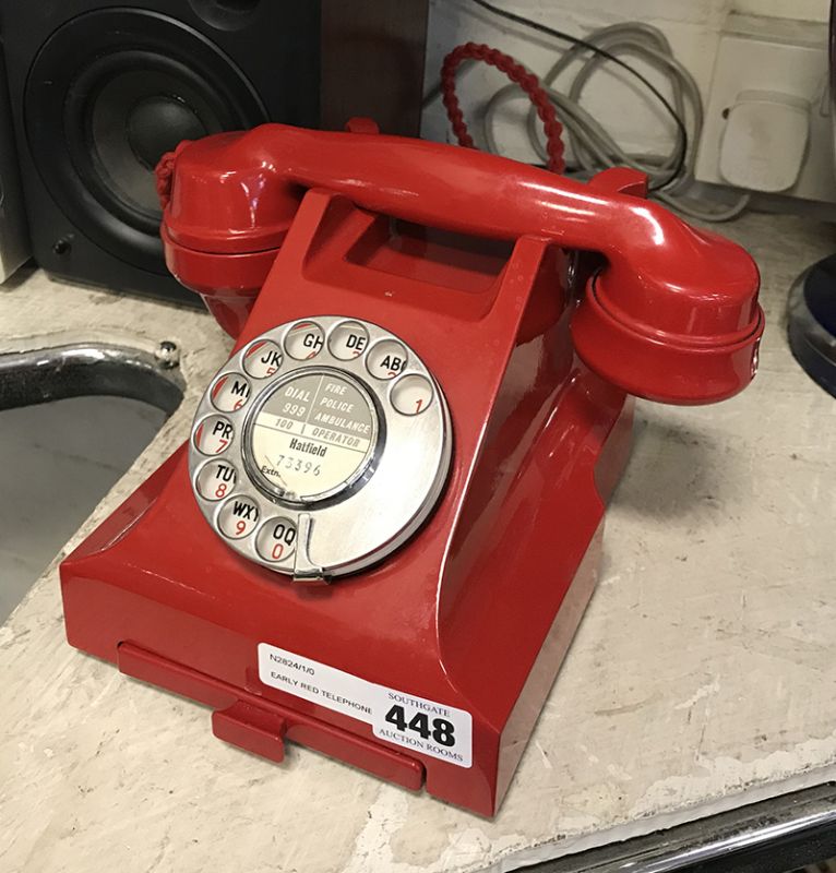 EARLY RED TELEPHONE - CONVERTED - Southgate Auction Rooms