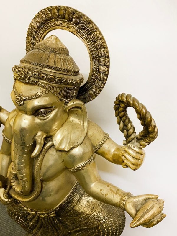 LARGE SOUTHEAST ASIAN GILT METAL OF HINDU GOD, THE DANCING GANESHA ...