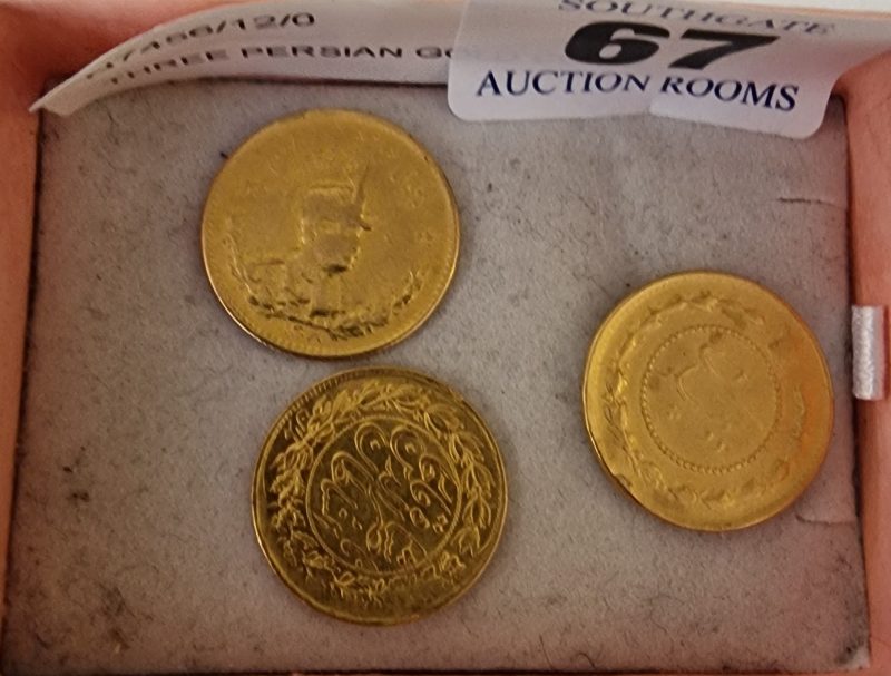 THREE PERSIAN GOLD COINS- 10.3 GRAMS - Southgate Auction Rooms