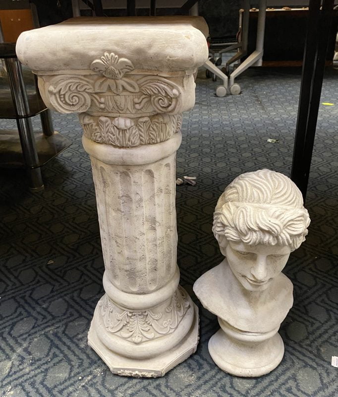 ROMAN BUST ON COLUMN - Southgate Auction Rooms