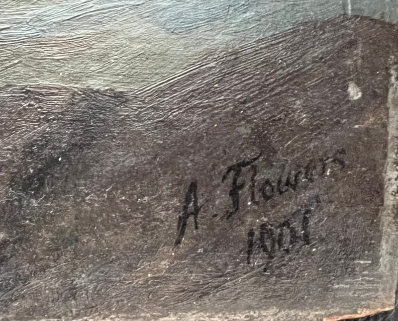 ALFRED FLOWERS 1860-1920 OIL ON PANEL - ROWING OUT FROM SHORE - SIGNED ...