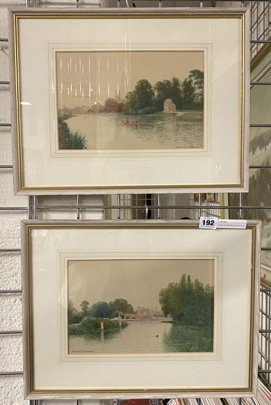 A PAIR OF WATERCOLOURS BY GORDON ARTHUR MEADOWS ''STILL EVENING ...
