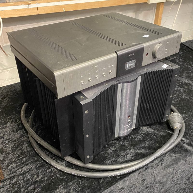KRELL POWER AMP 200C WITH A KRELL KRC-3 PRE AMP BAG OF HI FI CABLES ...