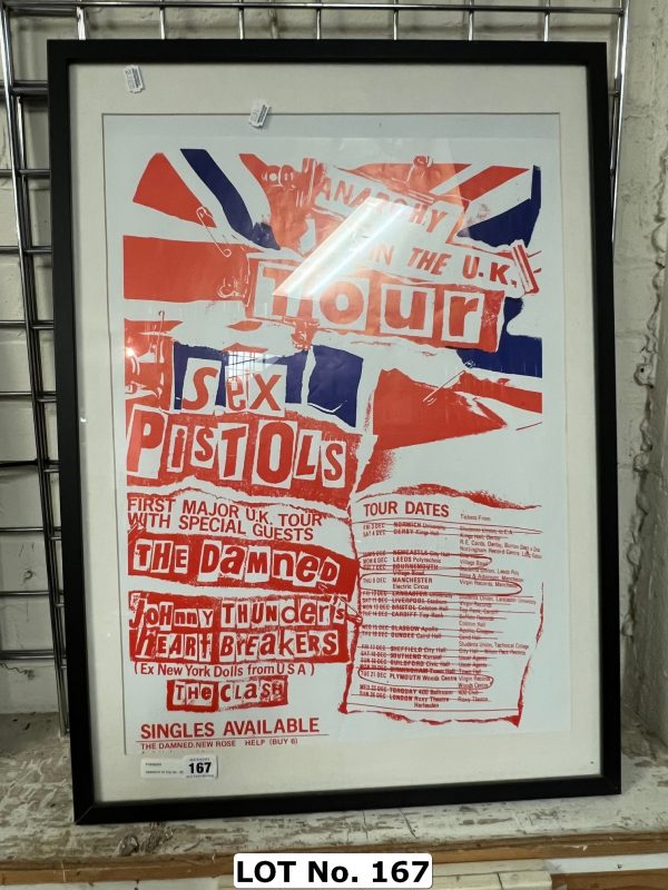 ANARCHY IN THE UK - SEX PISTOLS TOUR POSTER BY JAMIE REID - FRAMED ...