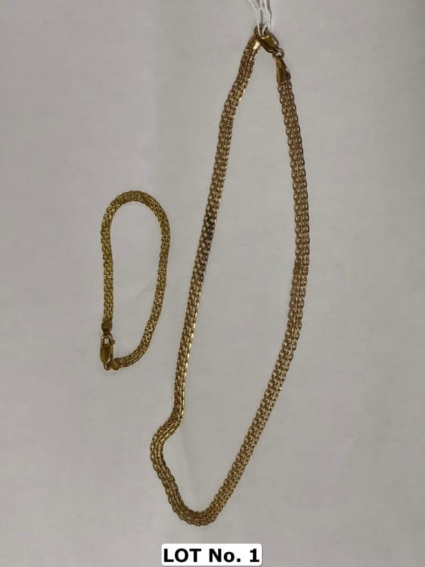 9CT GOLD ITALIAN COLLARETTE NECKLACE & A 9CT GOLD BRACELET 12 GRAMS ...