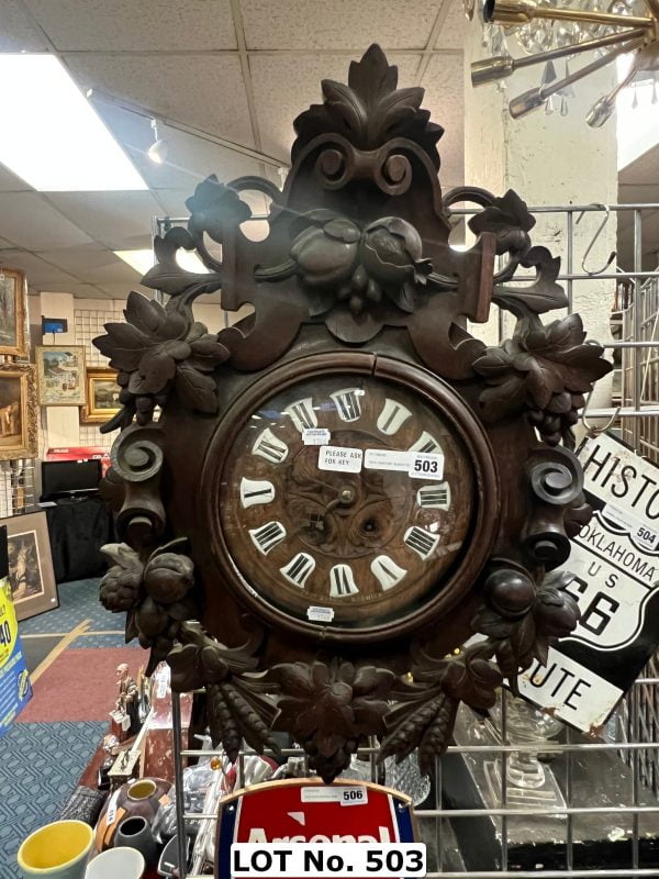 19TH CENTURY BLACK FOREST WALL HANGING CLOCK SIGNED BY THOS DIXON ...