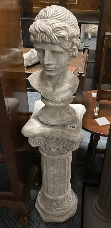 GREEK BUST ON COLUMN - Southgate Auction Rooms