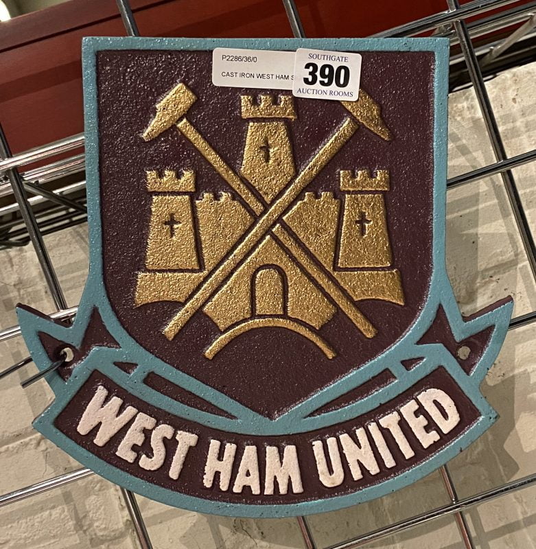 CAST IRON WEST HAM SIGN - Southgate Auction Rooms