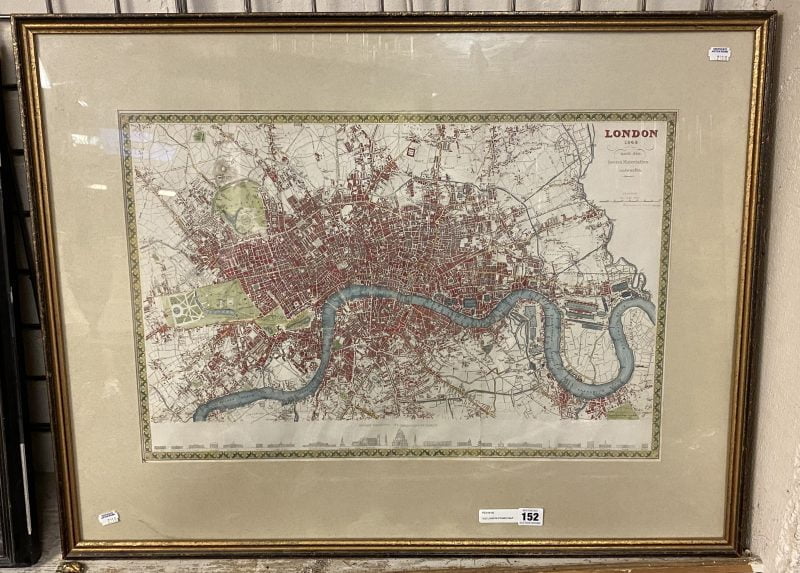 OLD LONDON FRAMED MAP 64CMS H X 86CMS (W) APPROX - Southgate Auction Rooms