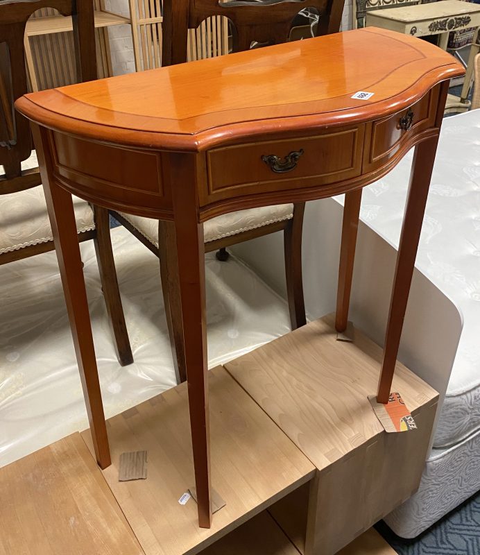 YEW DEMI LUNE HALL TABLE - Southgate Auction Rooms