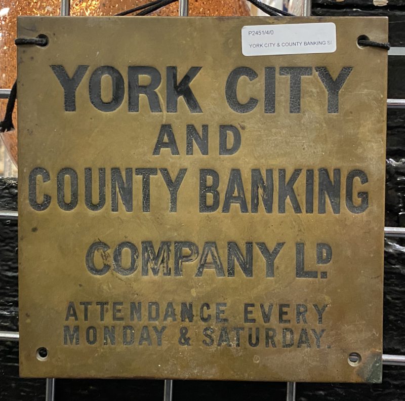 YORK CITY & COUNTY BANKING SIGN - Southgate Auction Rooms