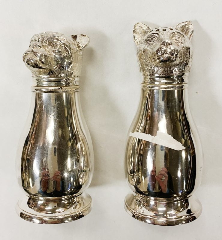 PAIR OF SILVER PLATED CAT & DOG SALT & PEPPER POTS - Southgate Auction ...