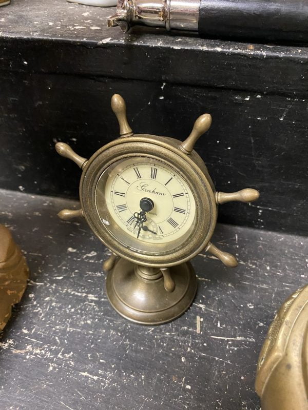BRONZE SHIPS WHEEL CLOCK - Southgate Auction Rooms