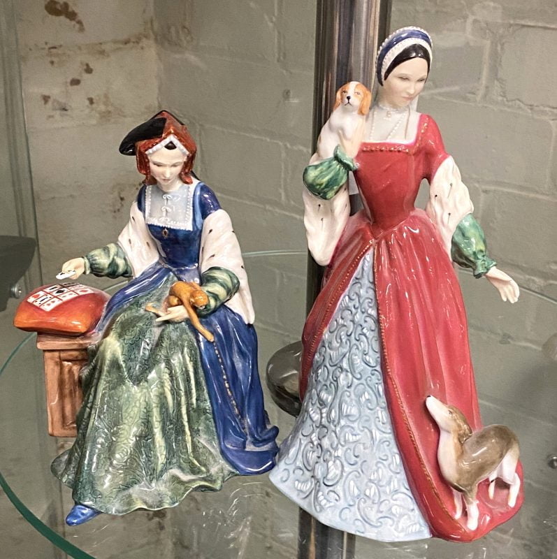 TWO ROYAL DOULTON FIGURES - ANNE BOLEYN & CATHERINE OF ARAGON - WITH ...