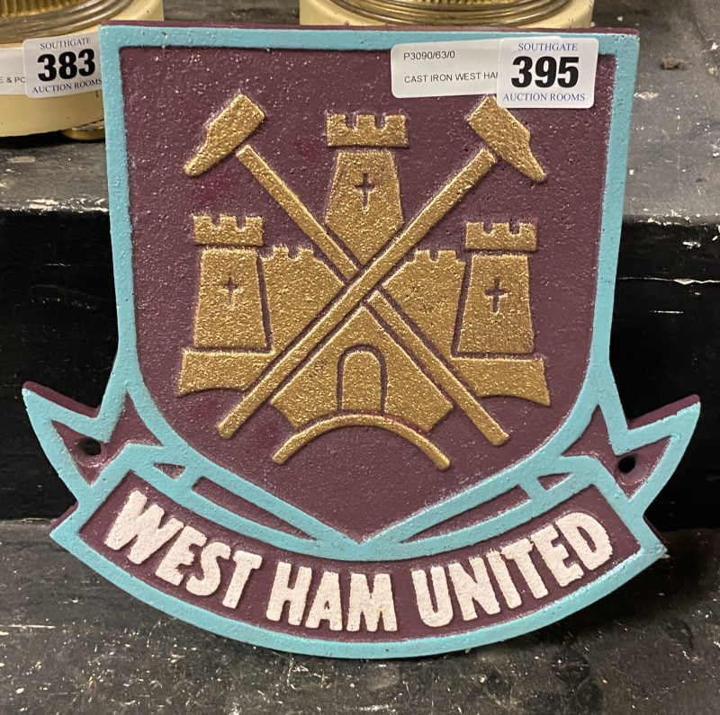 CAST IRON WEST HAM SIGN - Southgate Auction Rooms