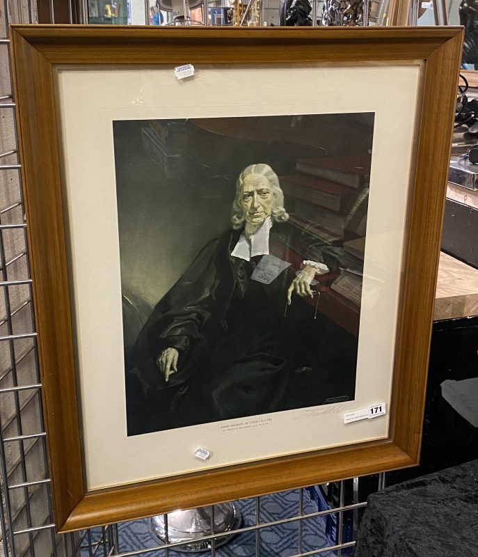 PRINT OF JOHN WESLEY SIGNED BY FRANK SAILBURY - Southgate Auction Rooms