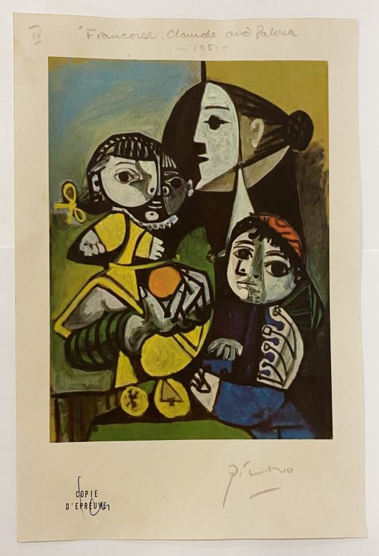 PICASSO ''FRANCOISE, CLAUDE & PALOMA'' - 1951 IV PROOF PRINT - NUMBERED ...