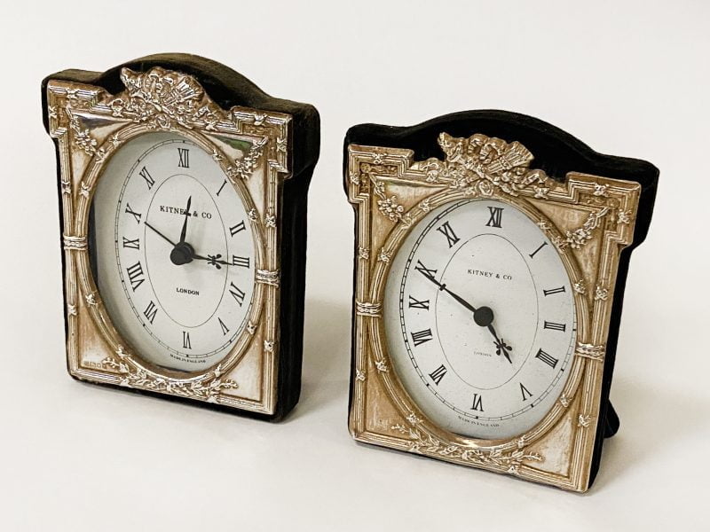 TWO KITNEY & CO HM SILVER DESK CLOCKS - Southgate Auction Rooms