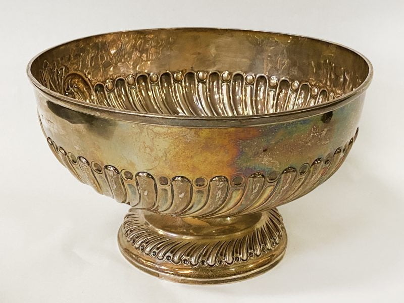 H/M SILVER RAISED BOWL WITH PORT CULLIS INSCRIPTION APPROX 817 GRAMS ...