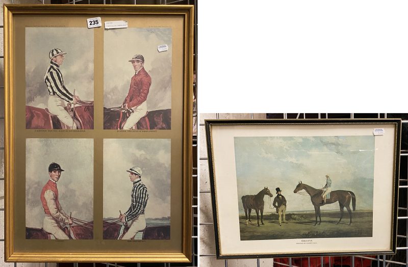 TYRON GALLERY STAMPED PRINT OF 4 FAMOUS VICTORIAN JOCKEYS - WITH ...