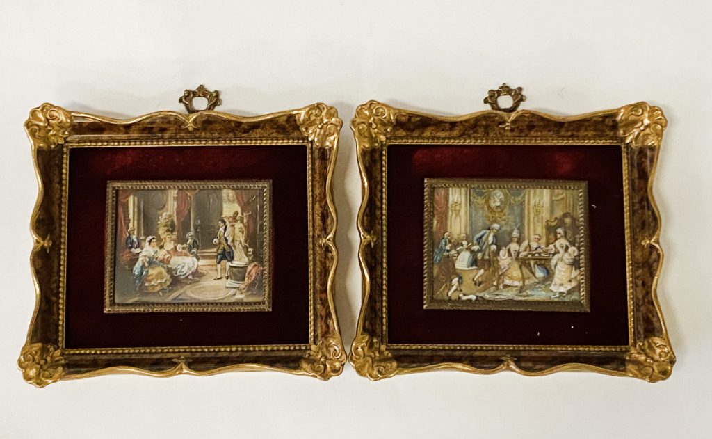 PAIR OF GILT FRAMED MINIATURES - 6.5 X 8.2 CMS INNER FRAME - Southgate ...