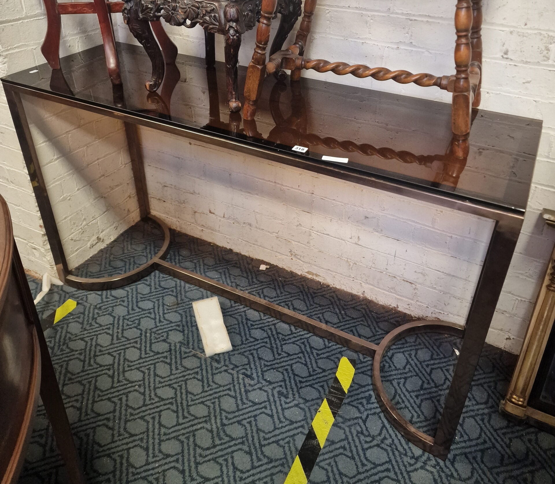 SMOKE GLASS CONSOLE TABLE - Southgate Auction Rooms