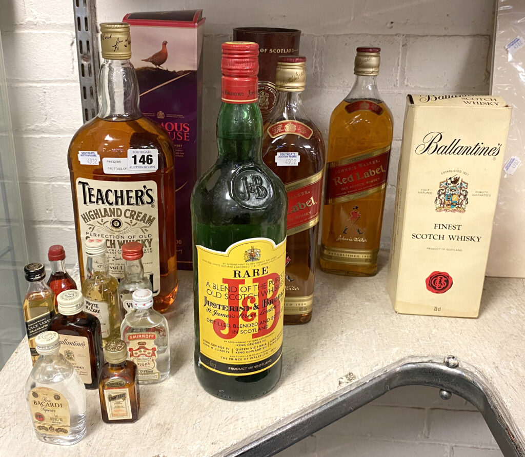 7 BOTTLES OF WHISKEY AND SOME MINIATURE BOTTLES OF SPIRIT - Southgate ...