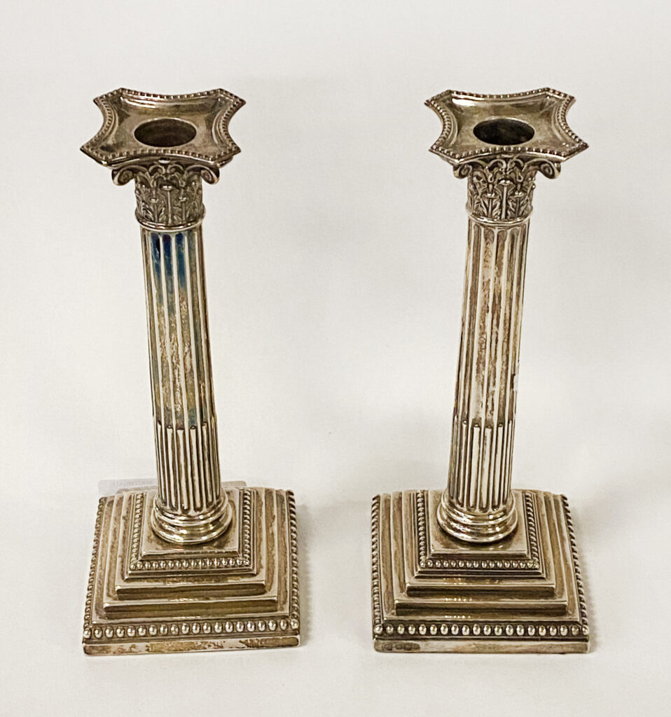 PAIR OF HM SILVER CANDLESTICKS 23CMS (H) APPROX - Southgate Auction Rooms