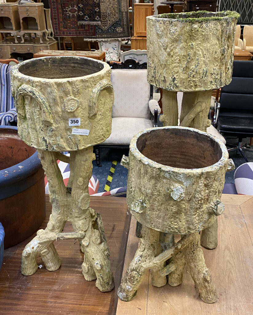 THREE GARDEN TREE POTS ON STAND - Southgate Auction Rooms