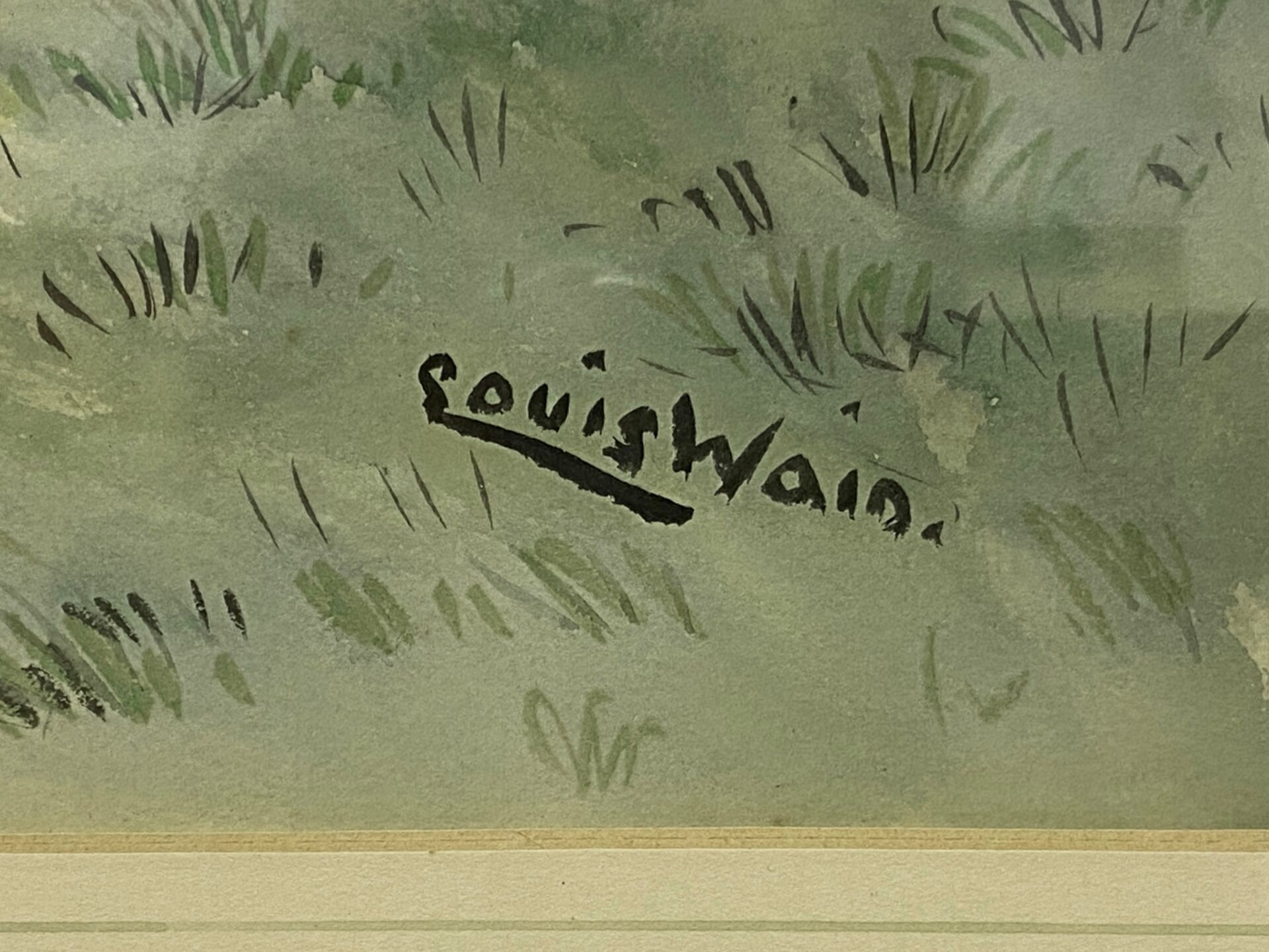 LOUIS WAIN SIGNED WATERCOLOUR 'PUNCH AND HIS DOG' - 28 X 36 CMS WITHOUT ...