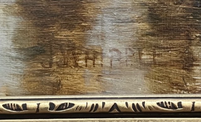 JOHN WHIPPLE (1873-1896) BRITISH. OIL ON CANVAS. “A RIVER VIEW WITH ...