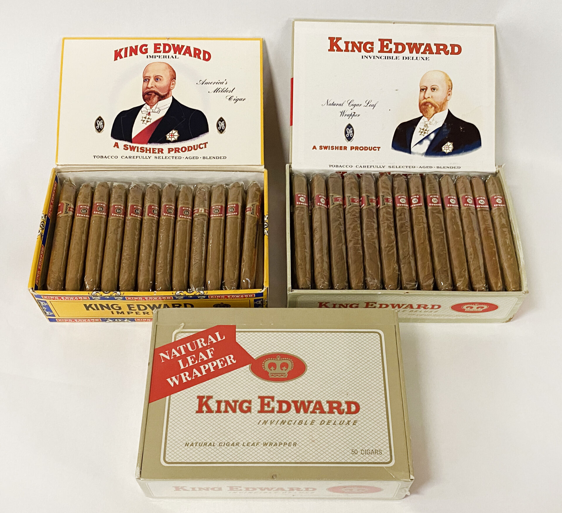 3 FULL BOXES OF KING EDWARD CIGARS: 2 ARE INVINCIBLE DELUXE OF WHICH 1 ...