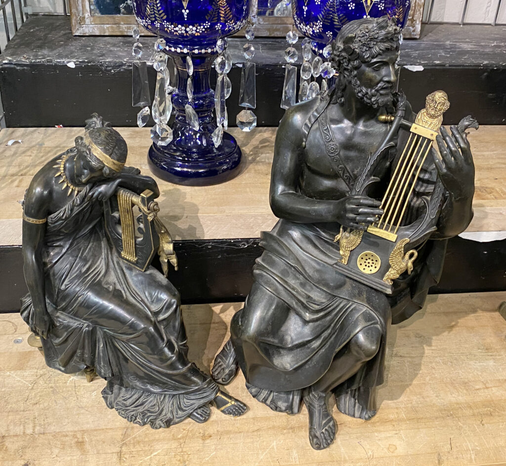 BRONZE FIGURE - ROMAN GOD - UNSIGNED & FEMALE GODDESS - LARGEST 44 CMS ...