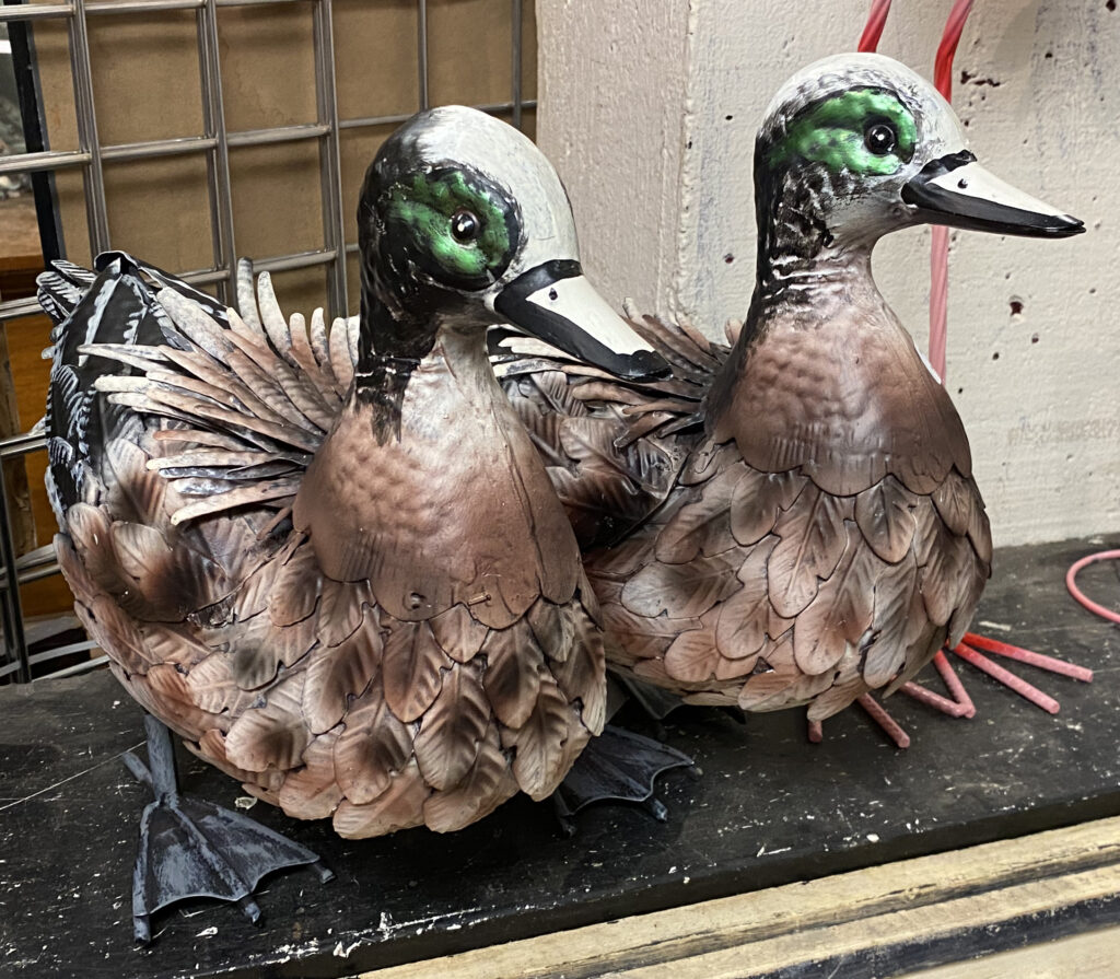 PAIR OF METAL DUCKS - Southgate Auction Rooms