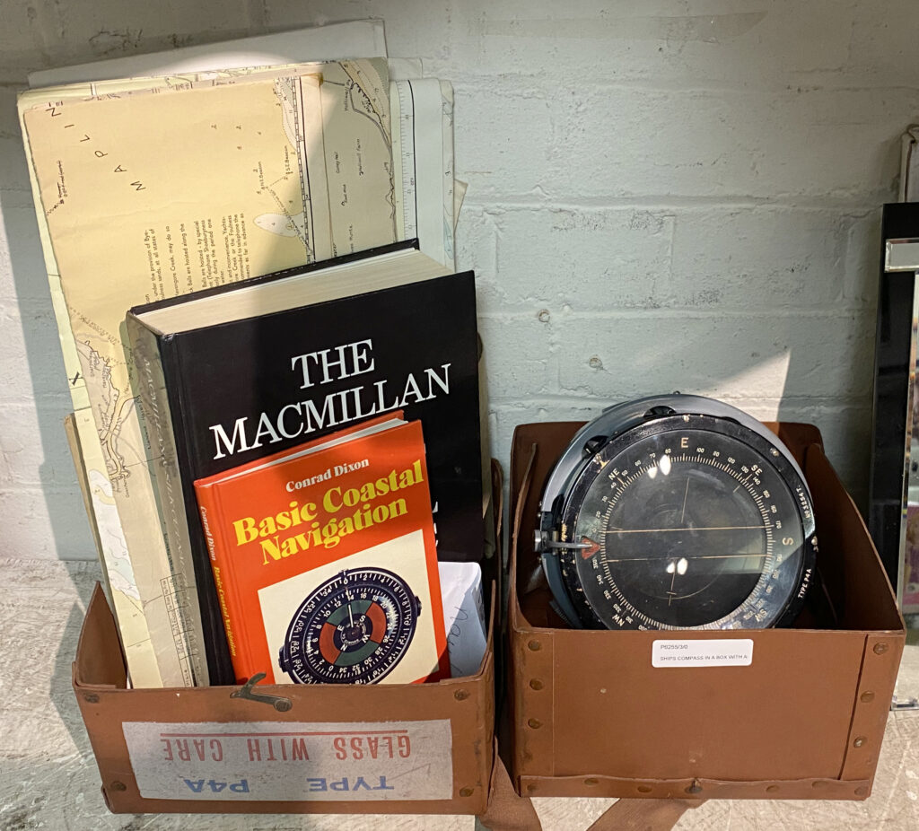 SHIPS COMPASS IN A BOX WITH ACCOMPANYING BOOKS & MAPS - Southgate ...