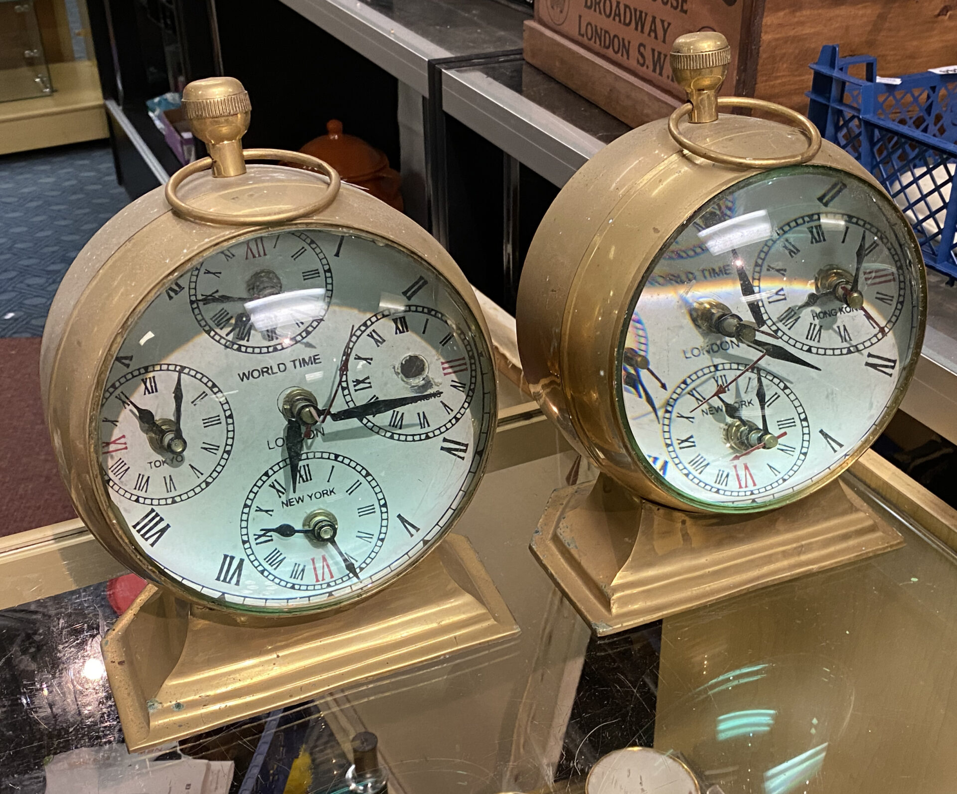 2 LARGE WORLD TIME CLOCKS A/F - Southgate Auction Rooms