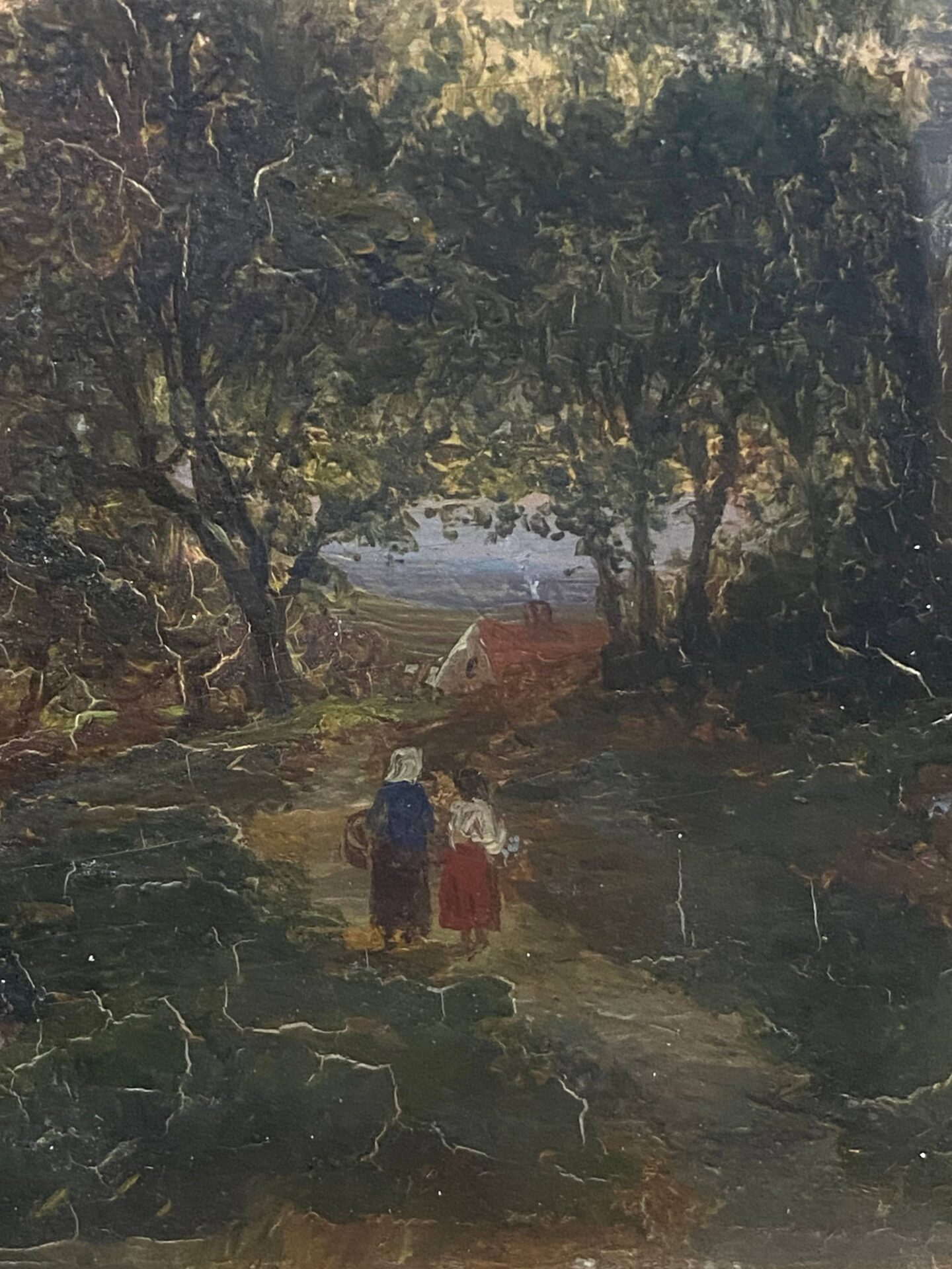M.E DOCKREE OIL ON PANEL - FRAME NEEDS REPAIR 30CM X 26CM OUTER FRAME ...
