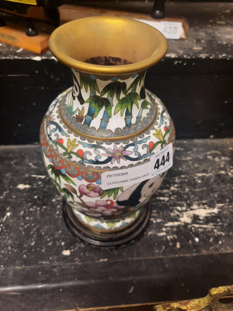 CLOISONNE PANDA VASE - Southgate Auction Rooms