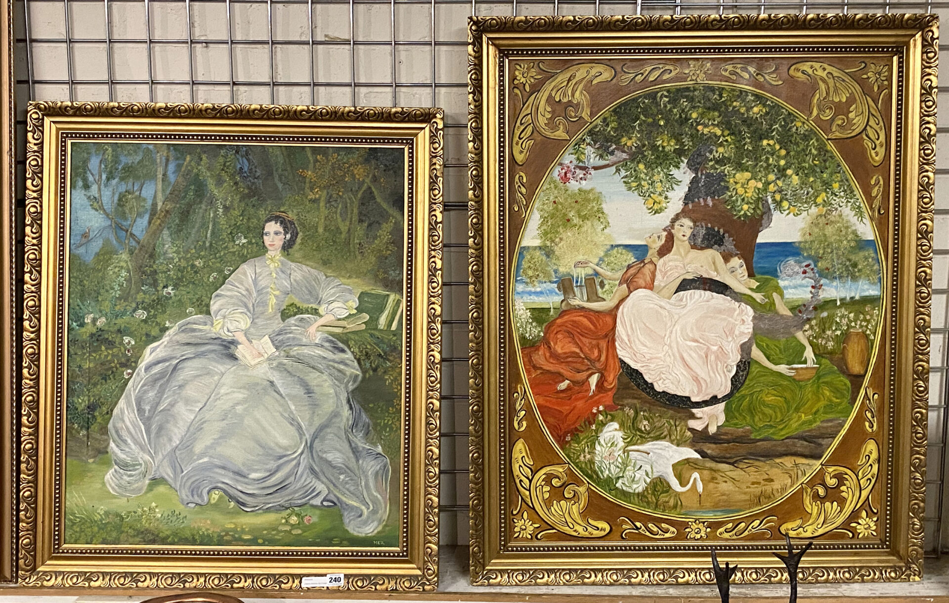 2 NEOCLASSICAL GILT FRAMED OIL ON CANVASSES OF STATELY LADIES - 90CMS ...