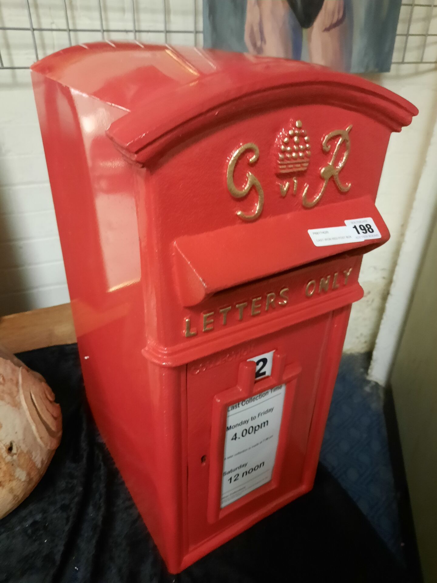 CAST IRON RED POST BOX - 58 CMS (H) APPROX - Southgate Auction Rooms