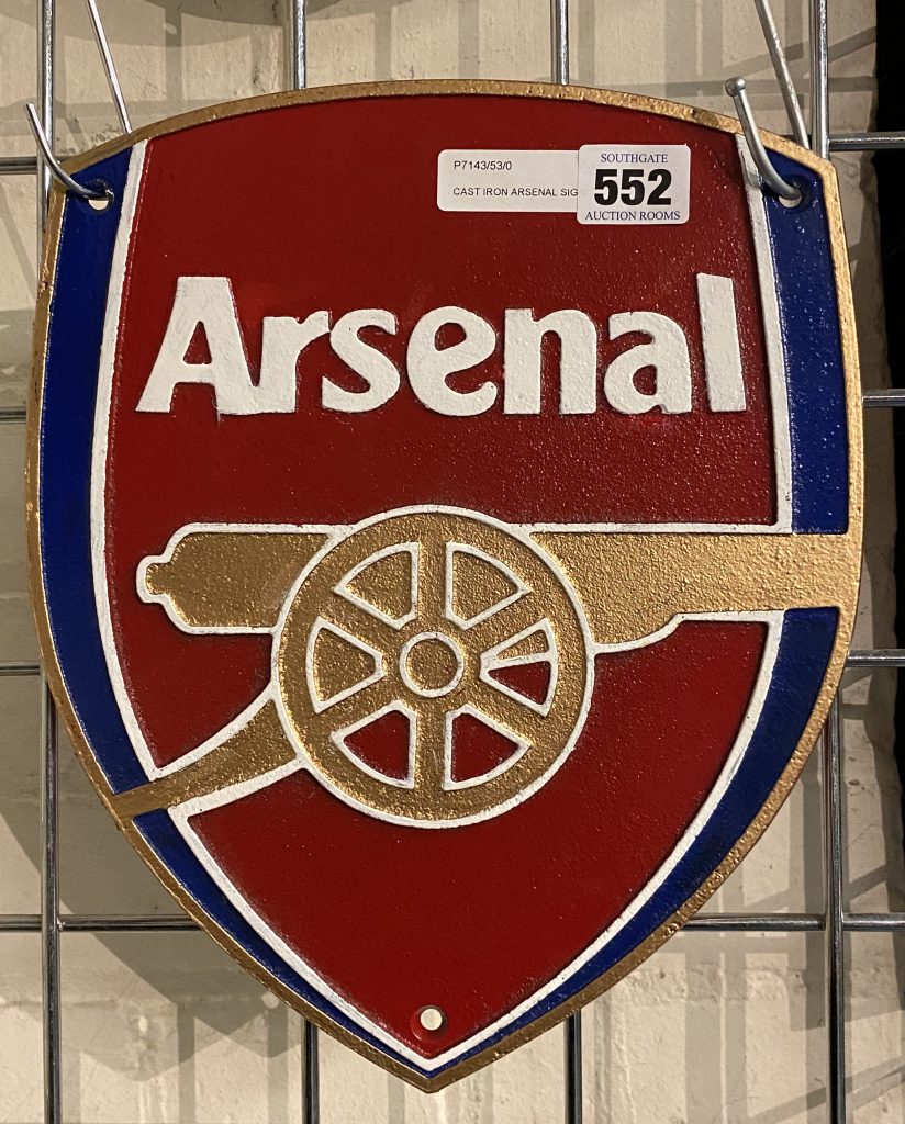 CAST IRON ARSENAL SIGN - Southgate Auction Rooms