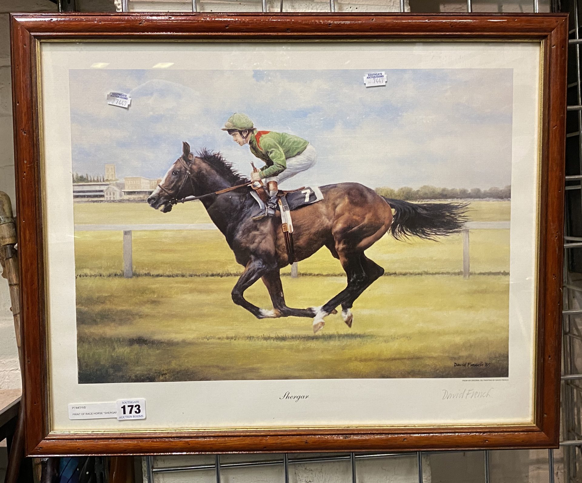 PRINT OF RACE HORSE ''SHERGAR'' SIGNED BY ''DAVID FRENCH'' - Southgate ...