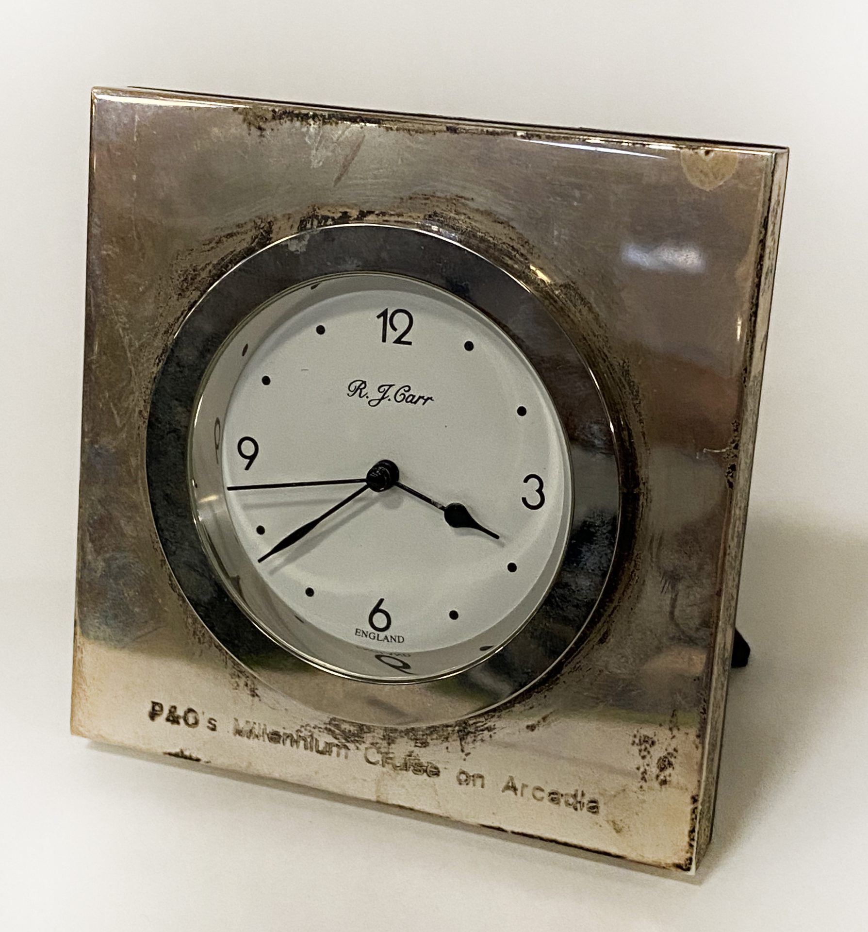 STERLING SILVER DESK CLOCK BY CARRS FROM P&O MILLENNIUM CRUISE ...
