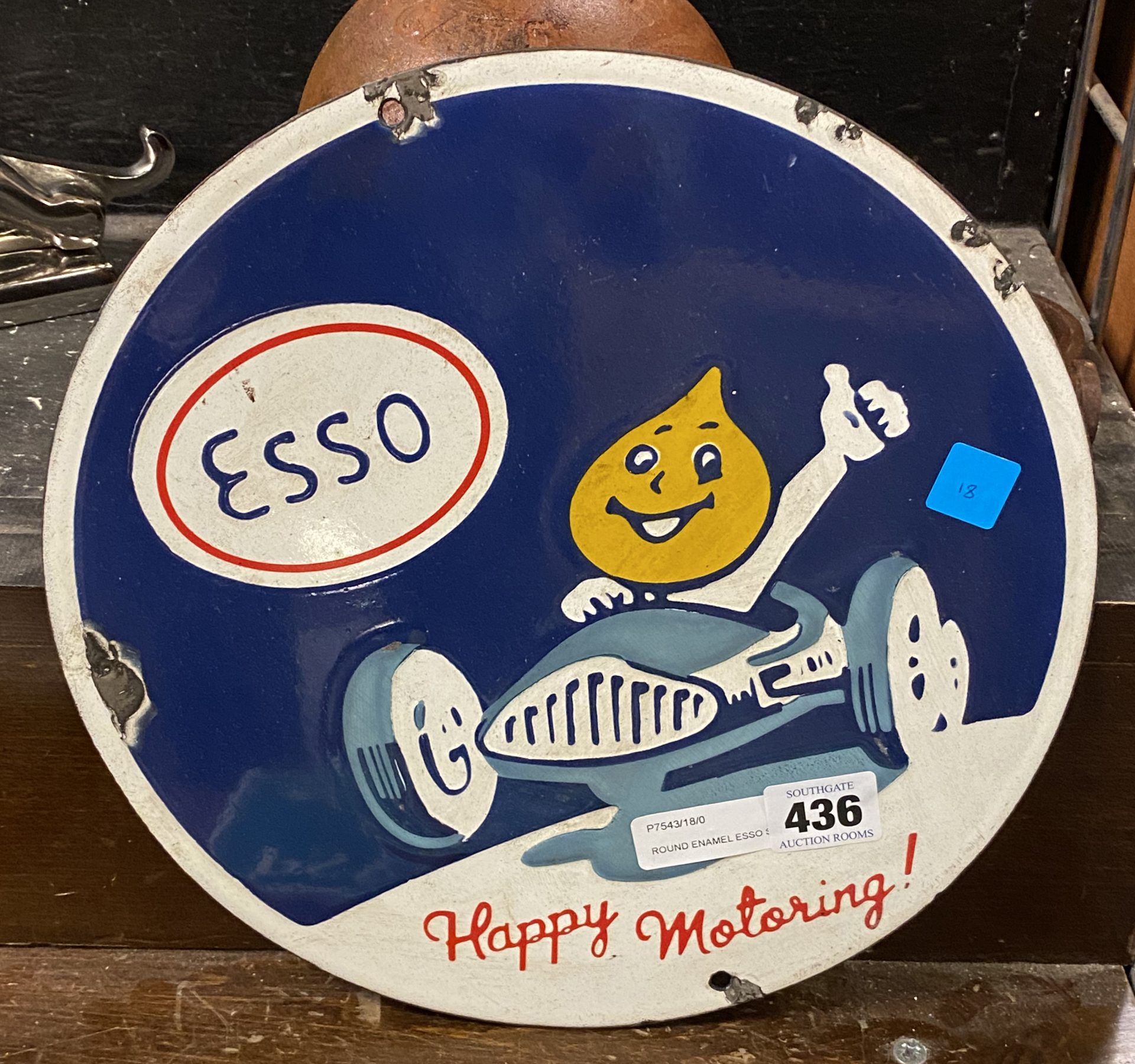 ROUND ENAMEL ESSO SIGN - Southgate Auction Rooms