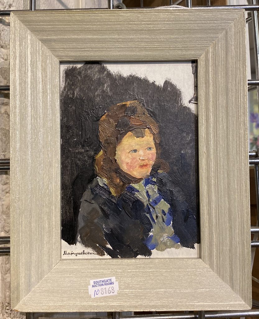 YURI MATUSHEVSKI (1930-1999) PORTRAIT OF A BOY 1951 OIL ON BOARD 18CMS ...