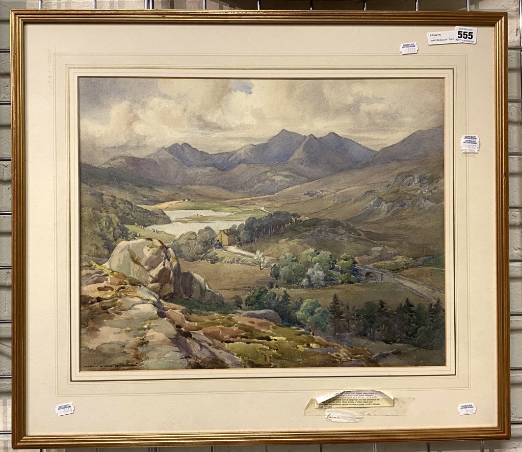 WATERCOLOUR - THE SNOWDEN RANGE BY MARY STELLA EDWARDS 40CMS X 50CMS ...