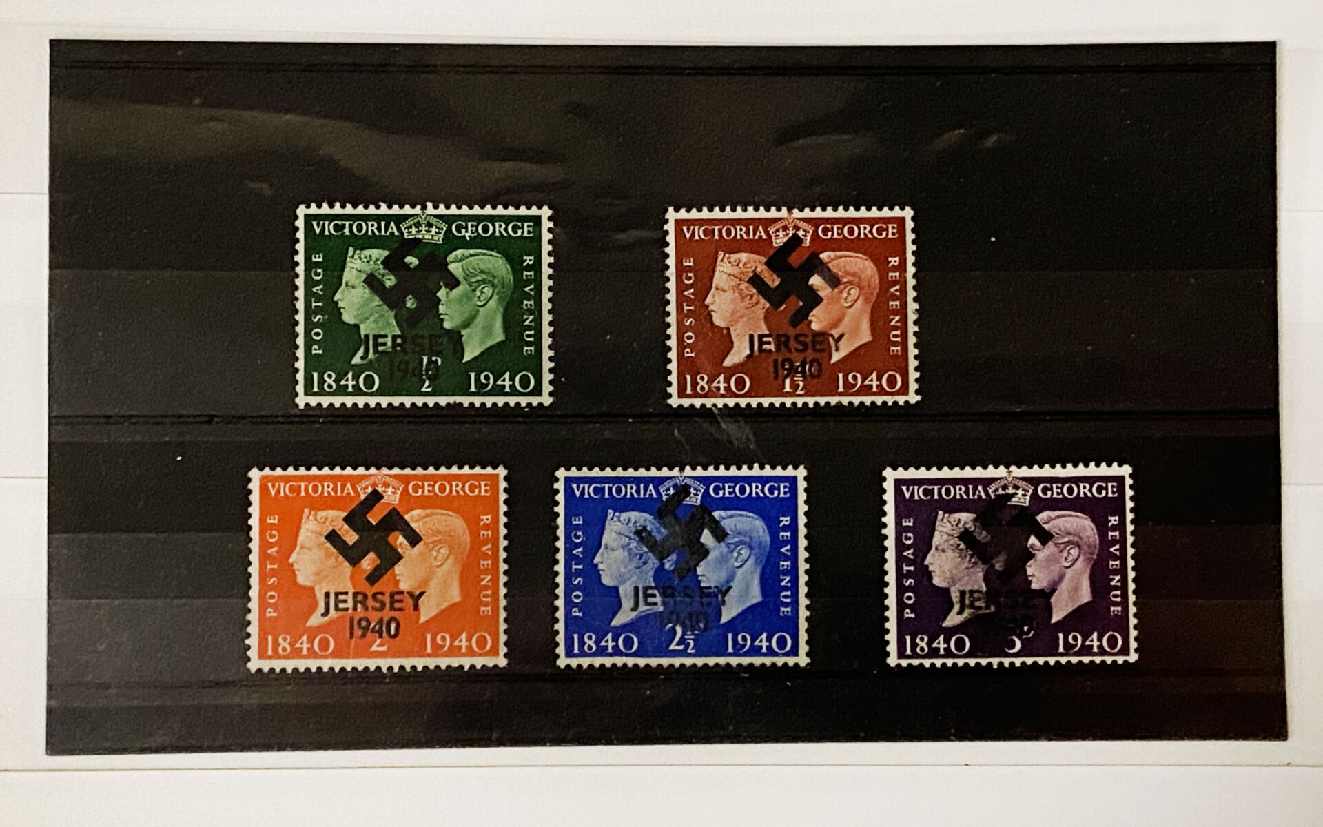 WITHDRAWN JERSEY 1940 POSTAGE STAMP WITH GERMAN OVERPRINT DURING THE ...
