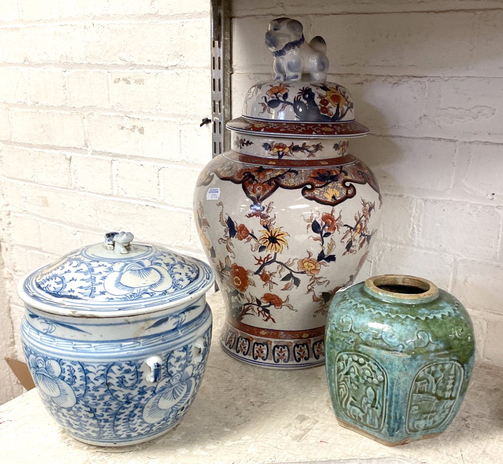 THREE CHINESE POTS ONE IS A/F - Southgate Auction Rooms