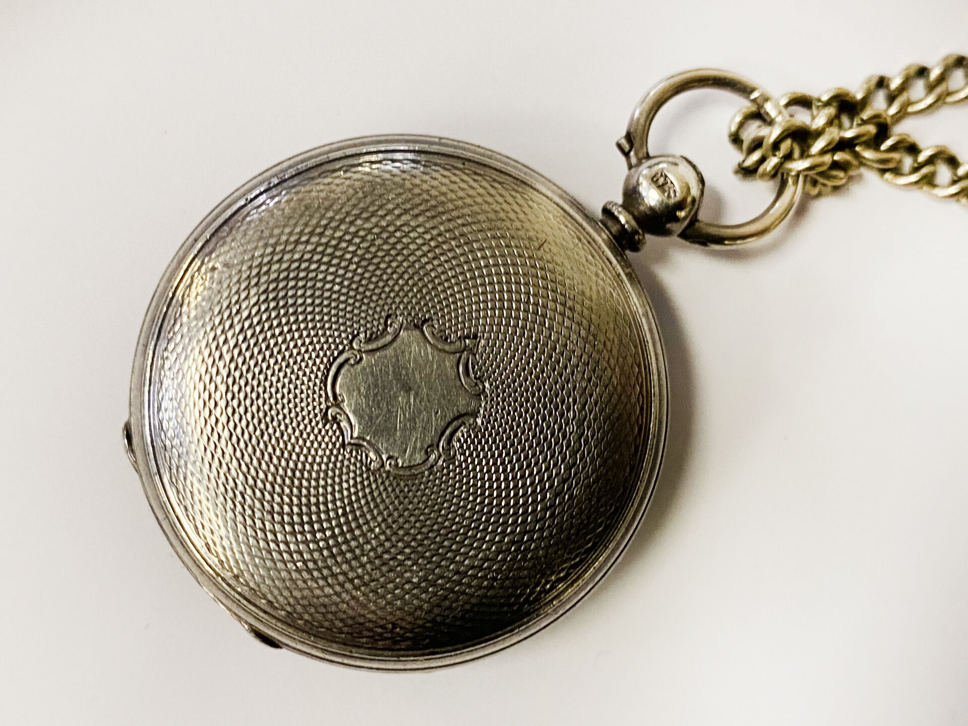 HM SILVER FOB WATCH & ALBERT CHAIN - WITH KEY - Southgate Auction Rooms